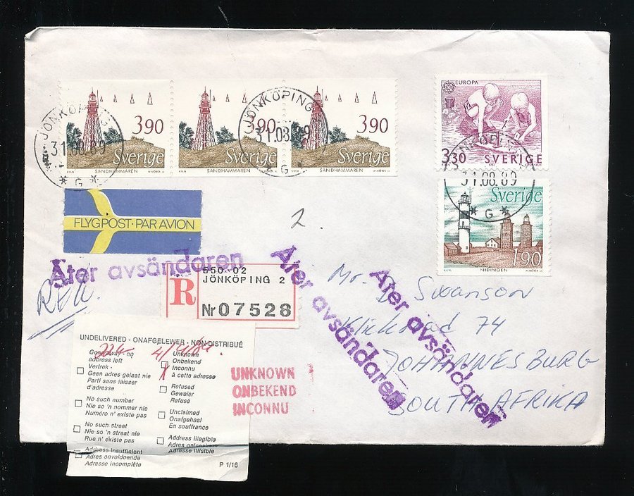 VAckert REK-brev till JOHANNESBURG/SYD AFRIKA 1.. | Köp på Tradera ...
