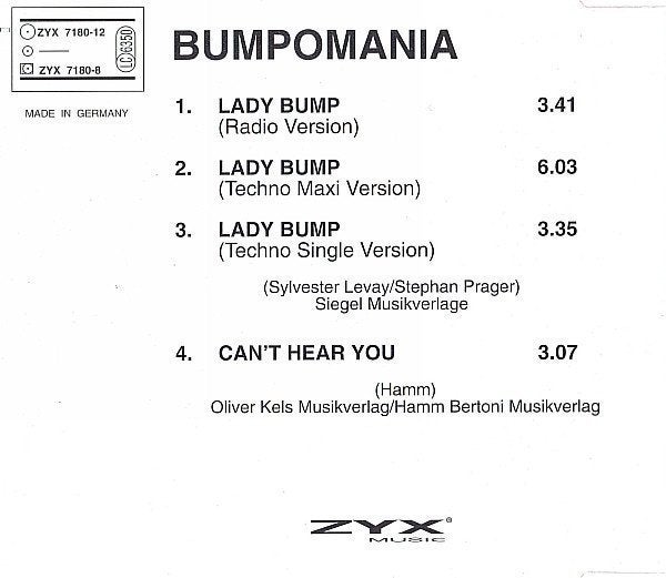 Bumpomania – Lady Bump [Eurodance] 1993 | Köp på Tradera (735235877)