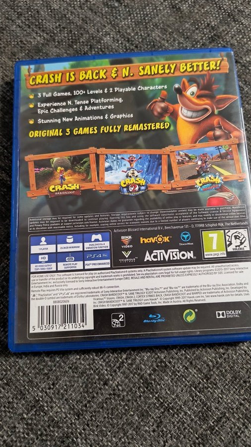 Crash Bandicoot N. Sane Trilogy - PS4/ps5 spel | Köp på Tradera (711367682)
