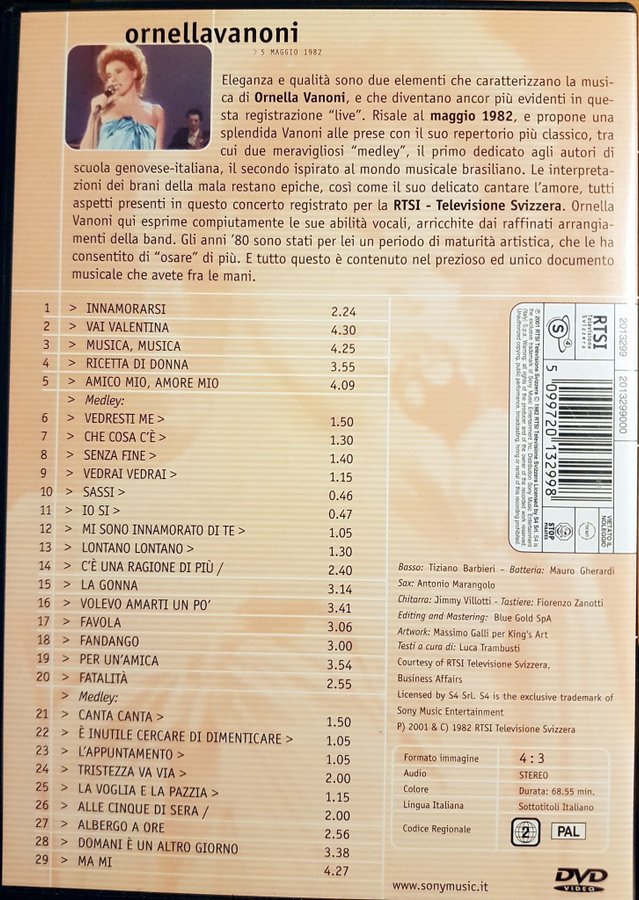 Ornella Vanoni - I Concerti Live @ RTSI - 5 Mag.. | Köp på Tradera ...