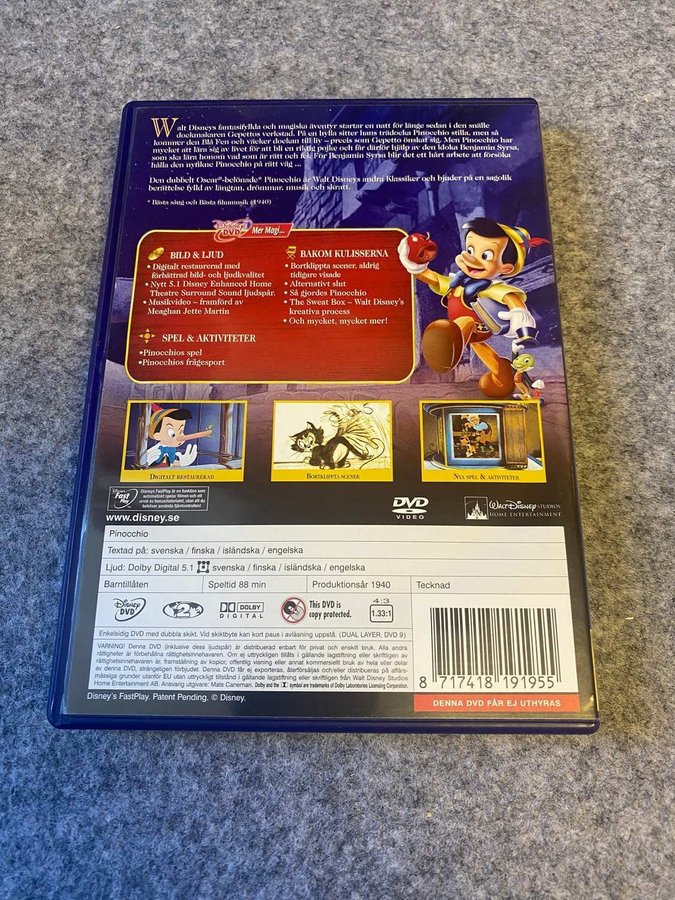 Disney - Pinocchio - DVD | Köp från LindesFynd på Tradera (627701695)