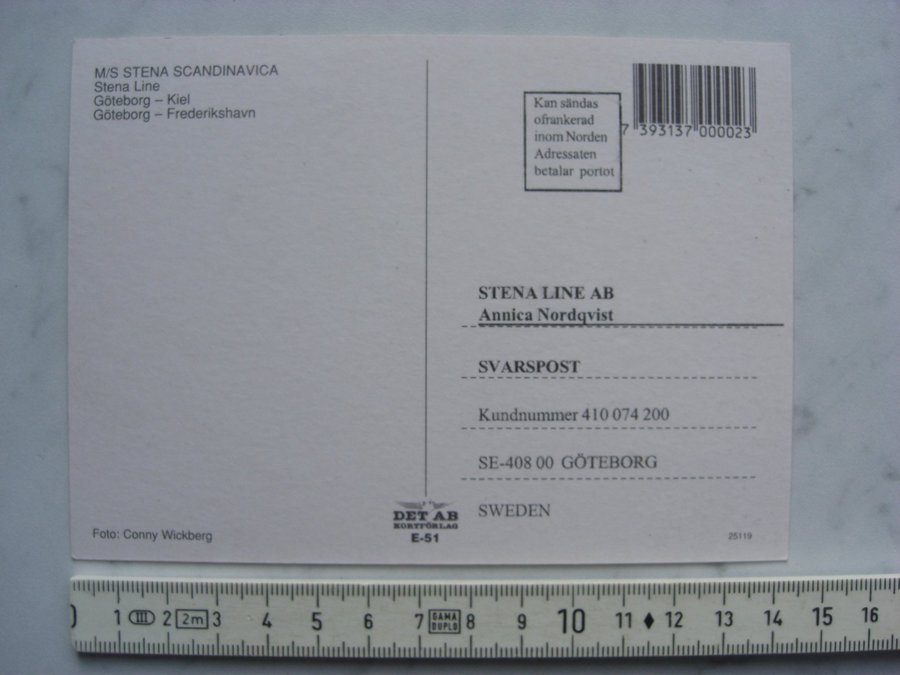 M/S STENA SCANDINAVICA. STENA LINE. SE BAKSIDAN. | Köp på Tradera ...