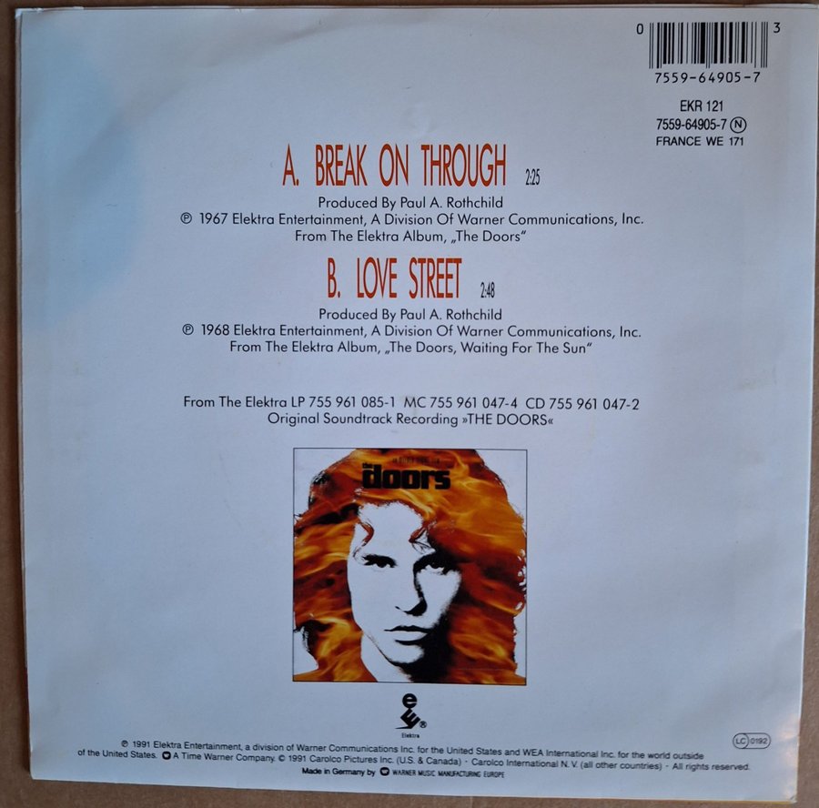 The Doors - Break On Through - 7" Vinyl Singel | Köp på Tradera (697530429)