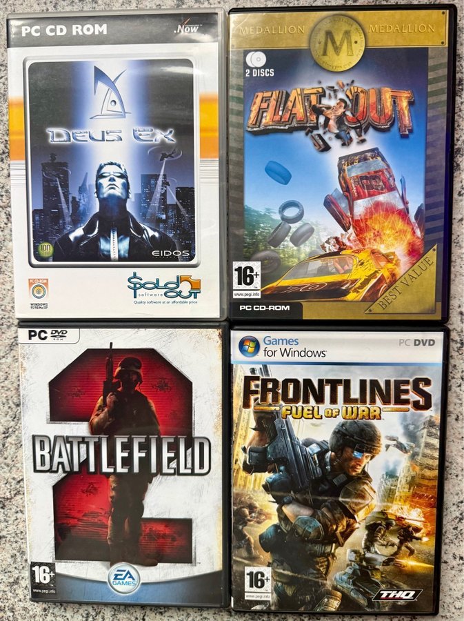 PC Spel - Deus Ex, Flat out, Battlefield 2, Fro.. | Köp på Tradera ...