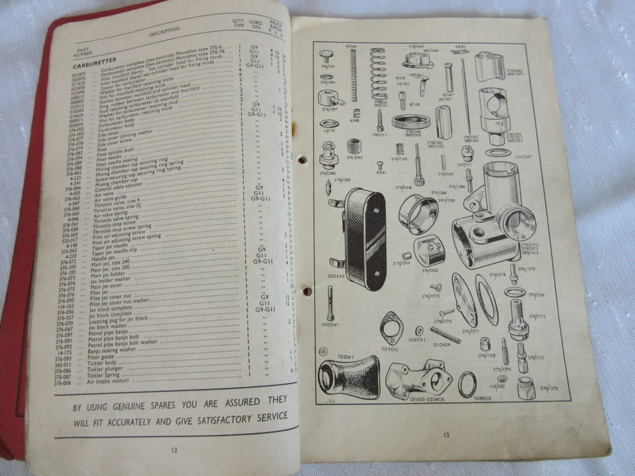 Matchless 500 & 600 Twin 1957 Spares List | Köp på Tradera (734071458)