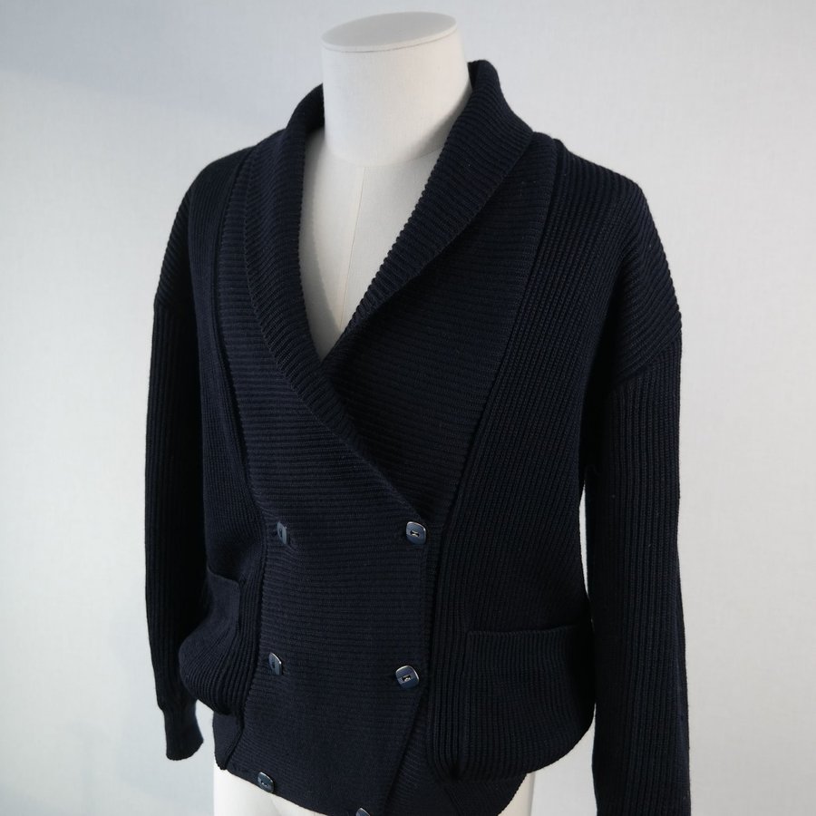 Marinblå Kofta i Ull, Stickad U.. | Köp från OddObjects på Tradera ...