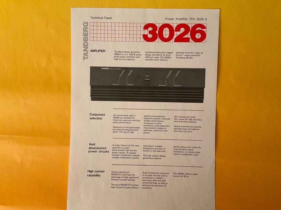TANDBERG. 2 FAKTABLAD. TPA3026A. TPA 3036 A. HI.. | Köp på Tradera ...