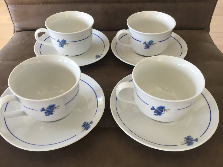Mariehult - Blåklint - 4st kaffekoppar med fat | Köp på Tradera (708477113)