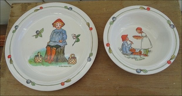 Elsa Beskow Barnservis med tallrik och skål | Köp på Tradera (735693241)