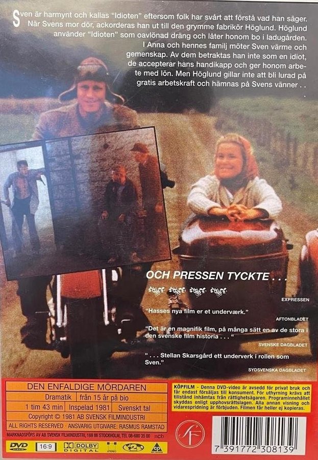 Den enfaldige mördaren (1982) Hans Alfredson me.. | Köp på Tradera ...