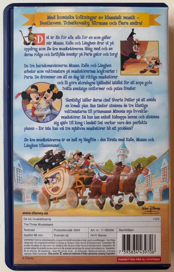 Musse Kalle Långben De Tre Musketörerna VHS | Köp på Tradera (710703106)