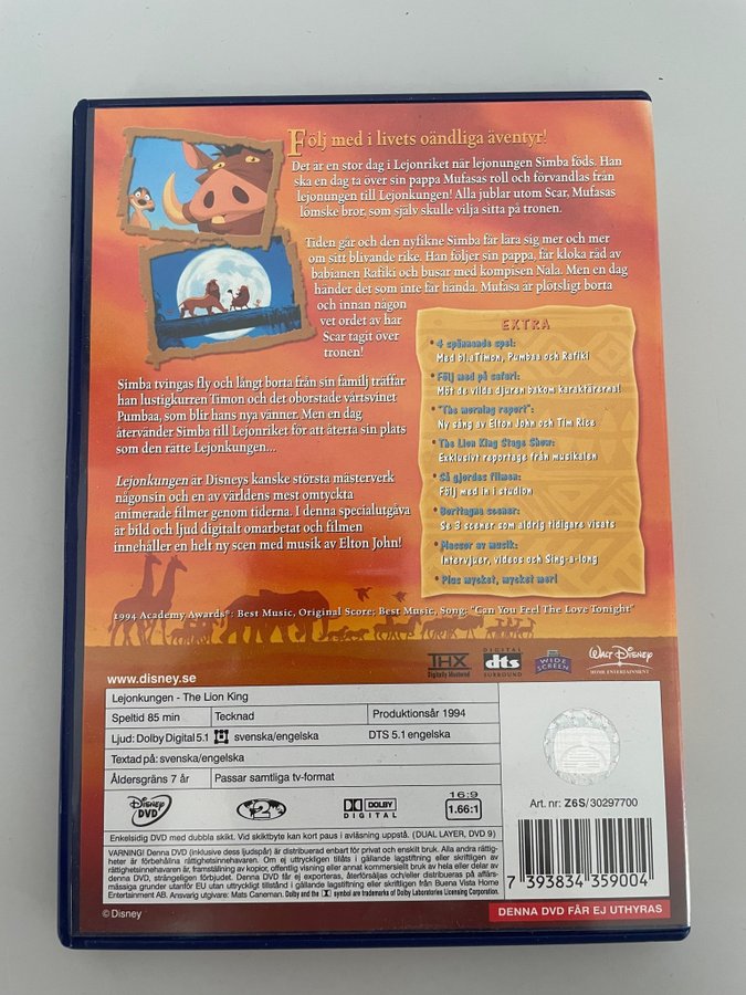 Fint Skick Dvd Disney Klassiker Nr 32 Lejonkun Köp På Tradera