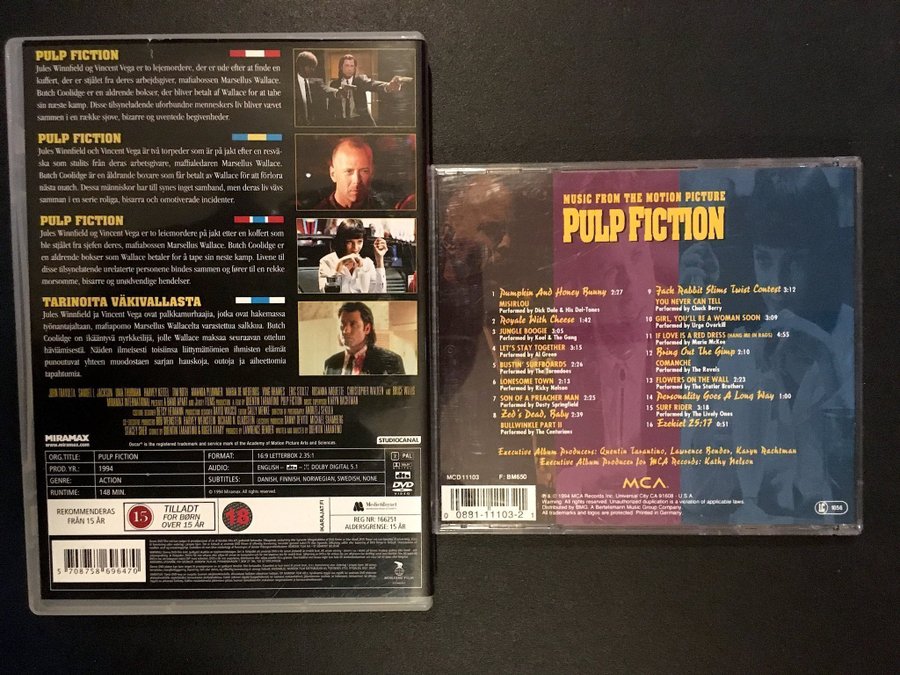 Pulp Fiction + Soundtrack - DVD+CD (1995)(Beg) .. | Köp på Tradera ...