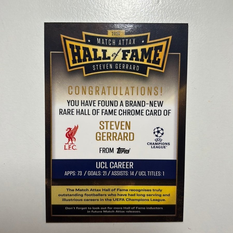Steven Gerrard Match Attax Hall of Fame Topps | Köp på Tradera (708529538)