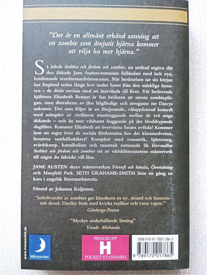 Stolthet och fördom och zombier av Jane Austen .. | Köp på Tradera ...