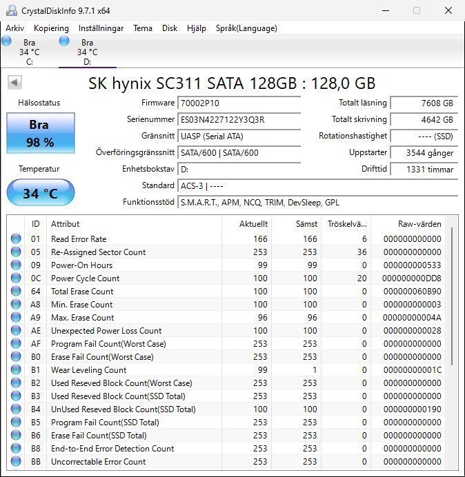SK Hynix SC311 128GB SSD (339) | Köp på Tradera (695748425)