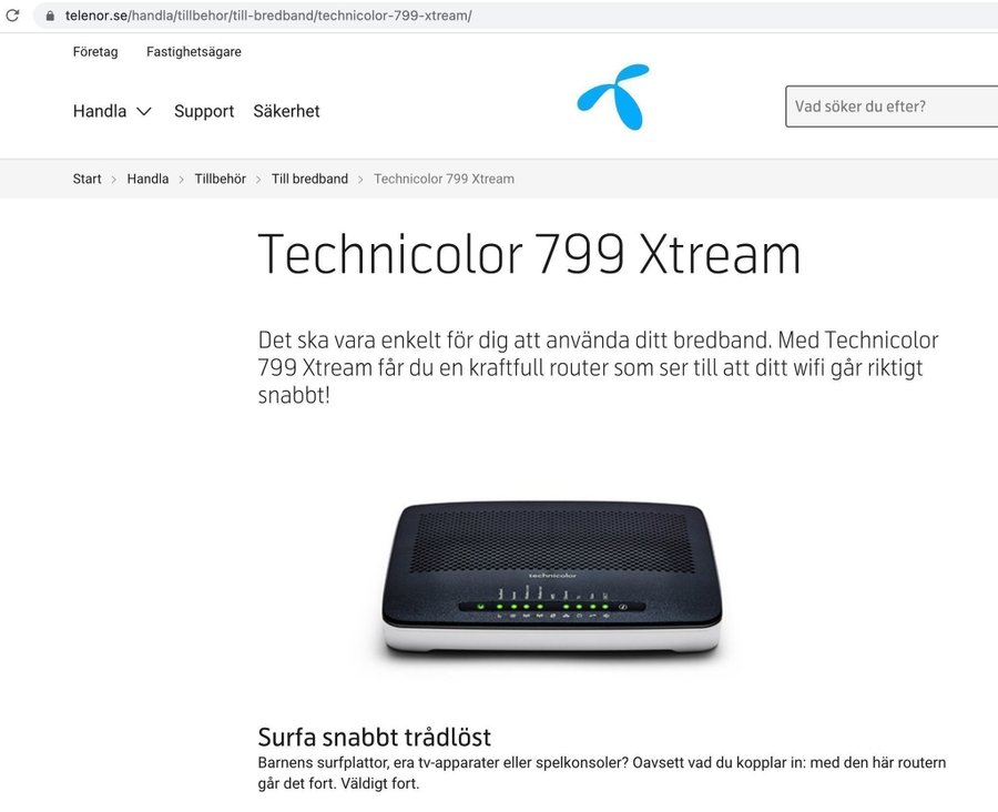 Se produkter som liknar technicolor Tg799vac xTream r.. på Tradera ...