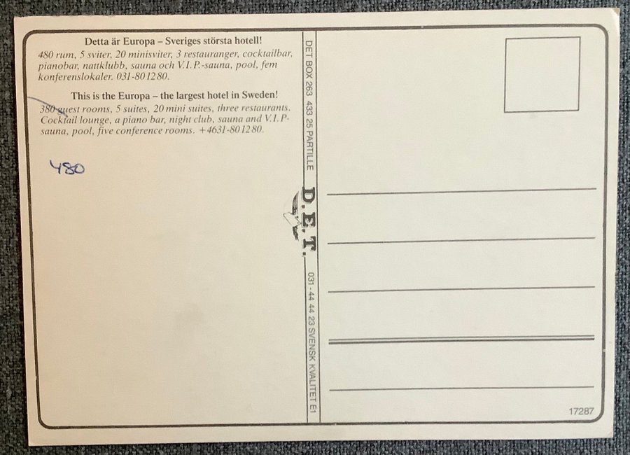Vykort - Göteborg, Sverige - Sara Hotel Europa | Köp på Tradera (684564663)