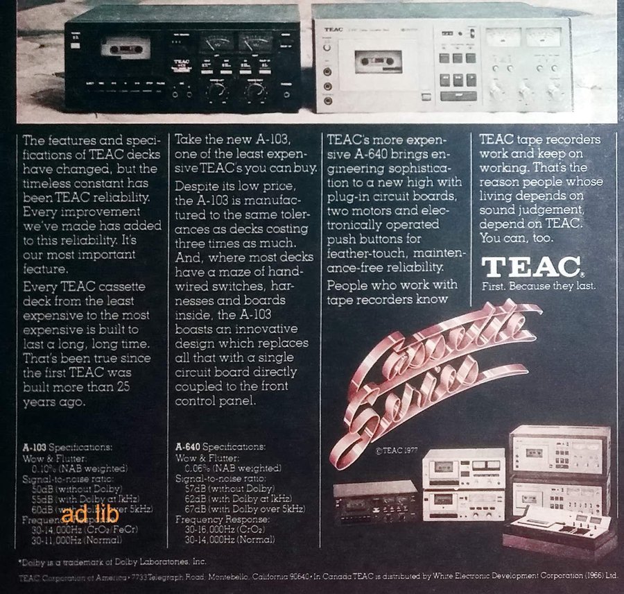 TEAC - TEAC CASSETTE DECK A-103, A-640, HI-FI S.. | Köp på Tradera ...