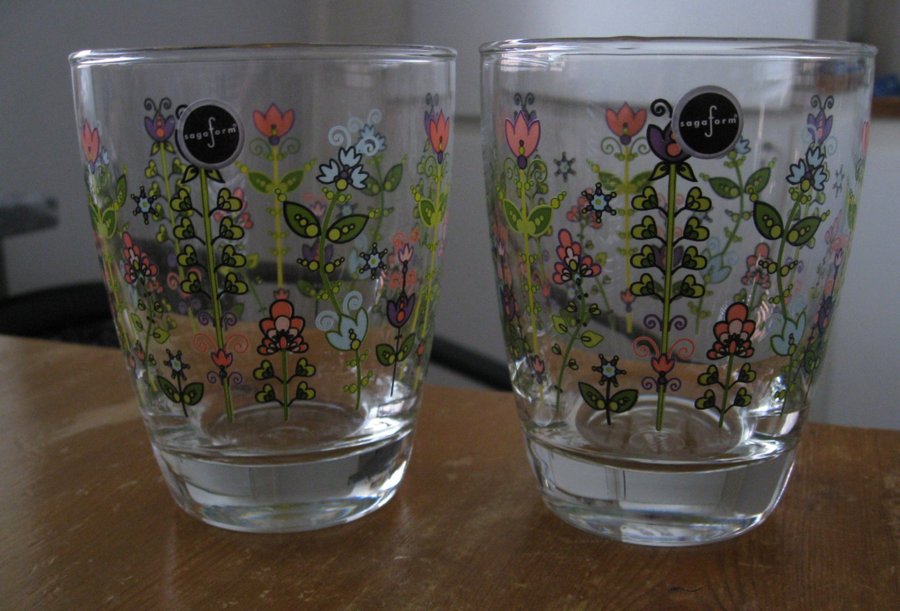 Sagaform Saga Form Timotej blommiga dricksglas glas blommor pastell 4 ...
