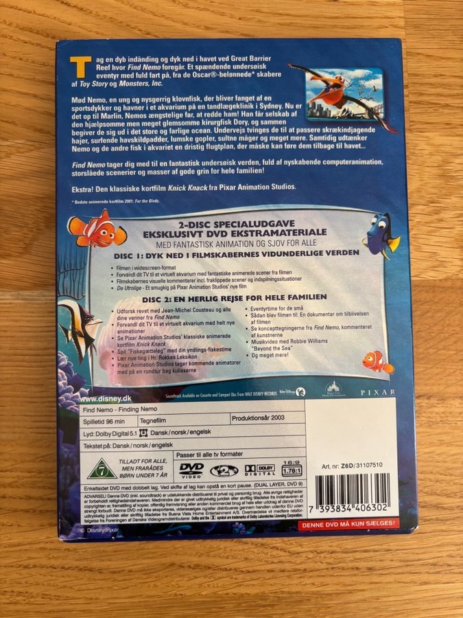 Hitta Nemo - 2-Disc Specialutgåva DVD | Köp på Tradera (697496175)