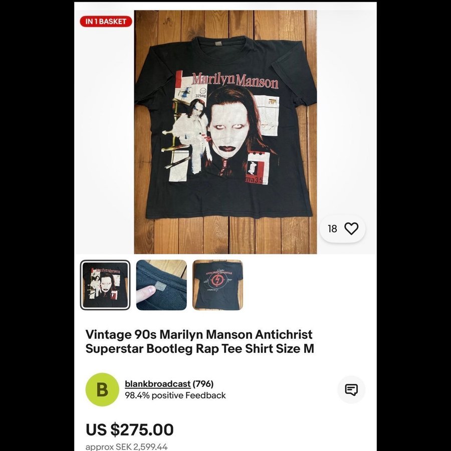 1990s | Marilyn Manson | single stitch T-shirt .. | Köp på Tradera ...