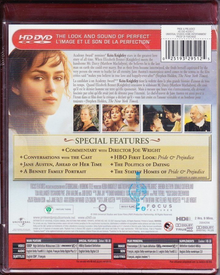 Se produkter som liknar Pride & Prejudice - HD DVD NY.. på Tradera (690437730)