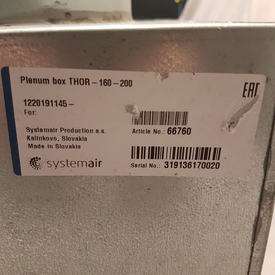 Plenum box ANSLUTNINGSLÅDA THOR-160-200 Systema.. | Köp på Tradera ...