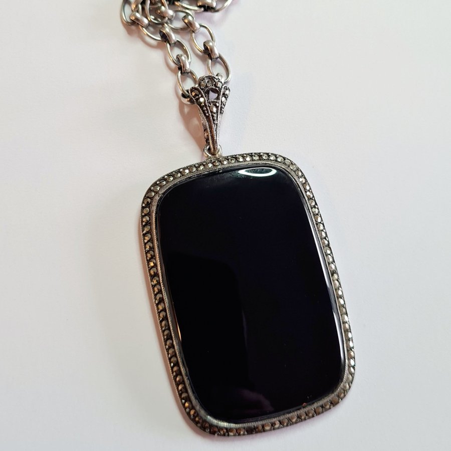 Vintage Hänge Silver svart sten (onyx?) och ram.. | Köp på Tradera ...