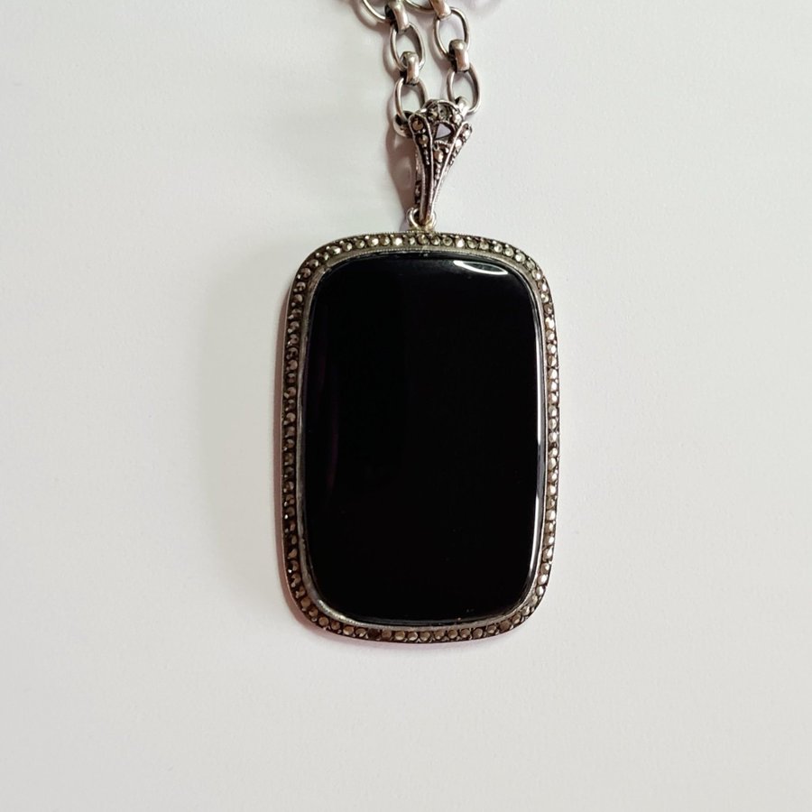 Vintage Hänge Silver svart sten (onyx?) och ram.. | Köp på Tradera ...