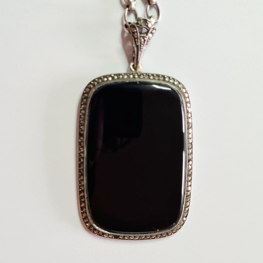 Vintage Hänge Silver svart sten (onyx?) och ram.. | Köp på Tradera ...
