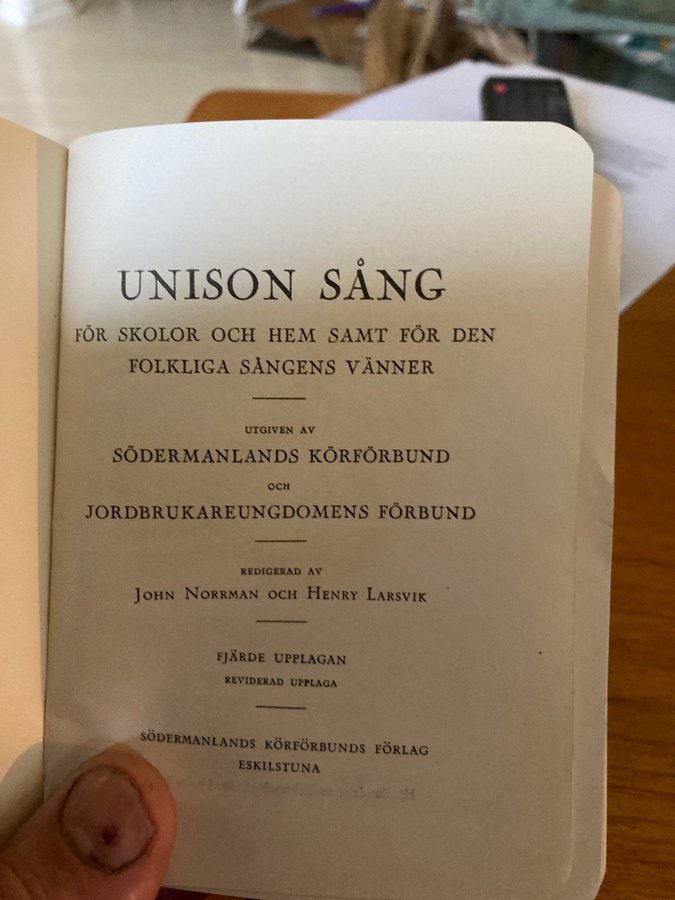 Unison Sång - Södermanlands Körförbunds Sångbok.. | Köp på Tradera ...