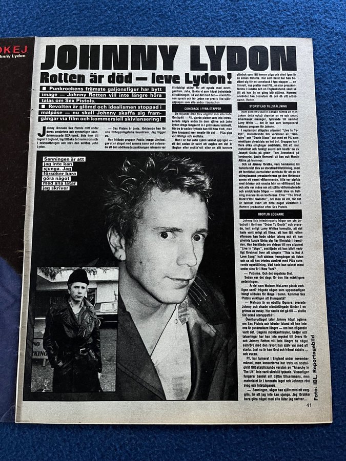 Johnny Rotten Lydon 1983 Sex Pistols reportage .. | Köp på Tradera ...