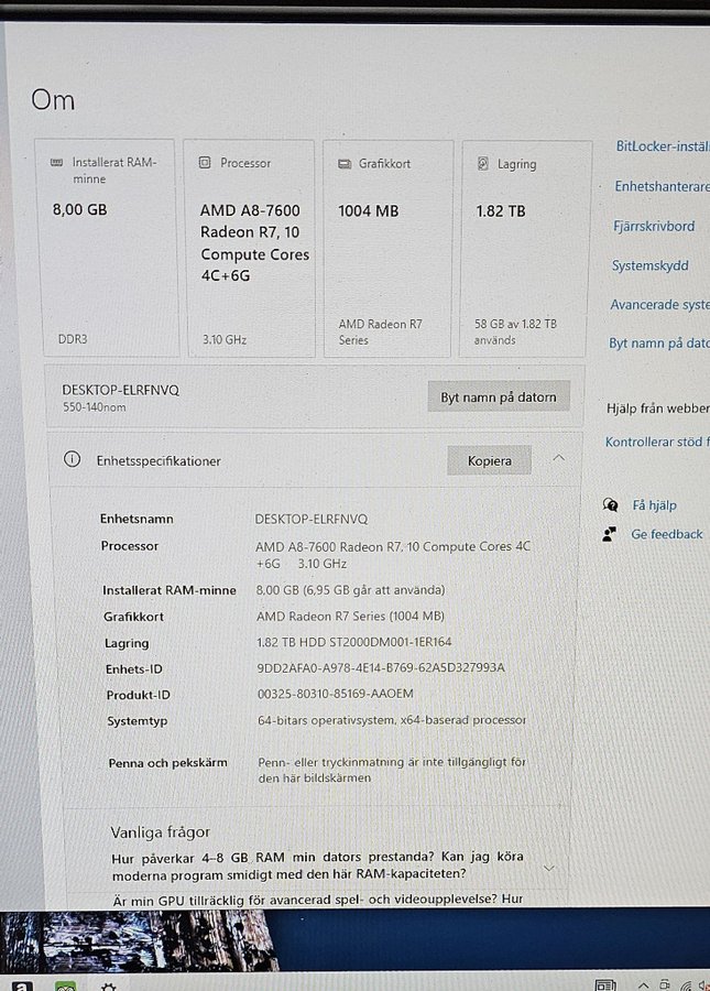 HP Pavilion dator Model TPC-F086-MT AMD A8 test.. | Köp på Tradera ...