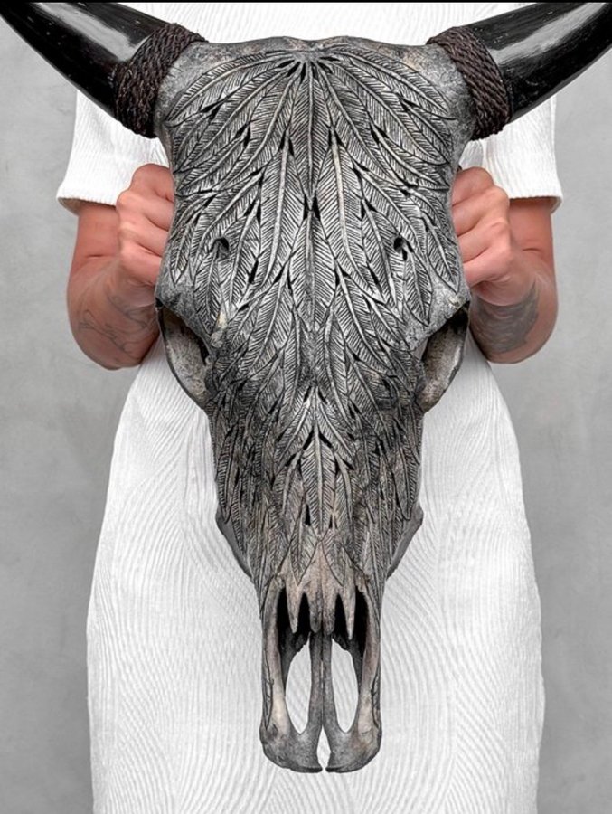 Äkta Unik handgraverad tjurskalle (60 cm) – Bal.. | Köp på Tradera ...