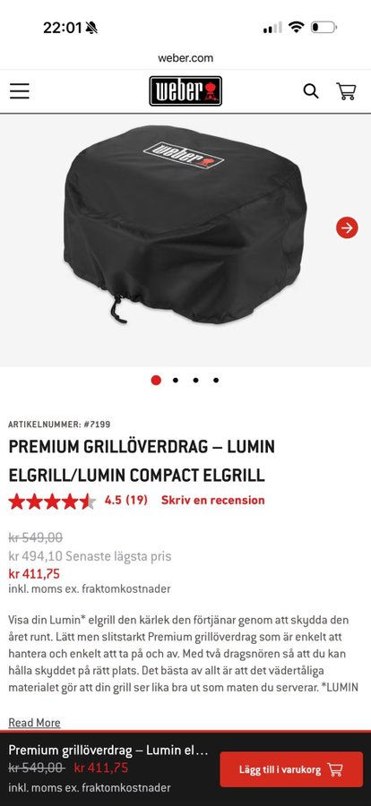 Weber Premium Grillöverdrag - Lumin Elgrill/Lum.. | Köp på Tradera ...