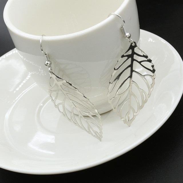 Långa Silver Örhängen - Hängen i Form av Löv / .. | Köp på Tradera ...