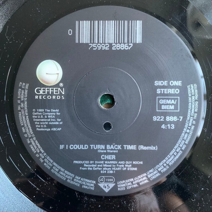 Cher - If I Could Turn Back Time - 7" Vinyl Sin.. | Köp på Tradera ...