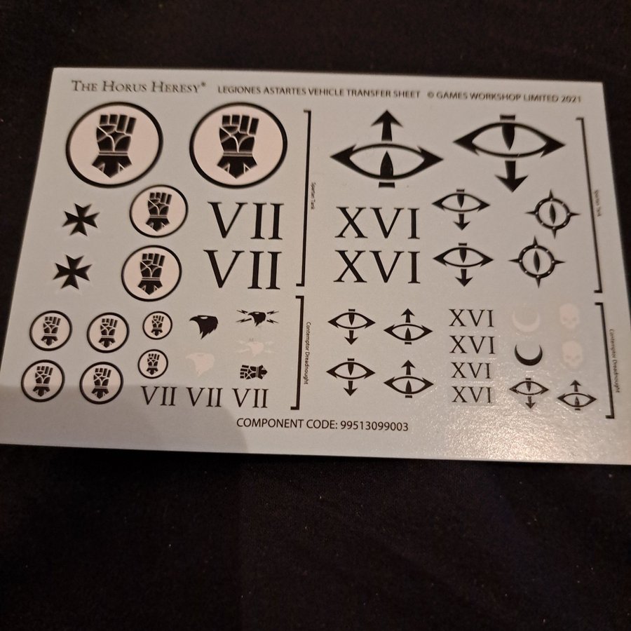 Legiones Astartes Vehicle Transfer Sheet - The .. | Köp på Tradera ...