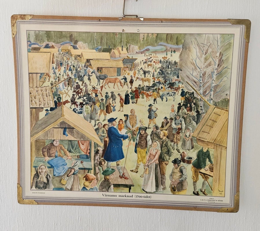Gammal fin skolplansch, Marknad 1700-talet. END.. | Köp på Tradera ...