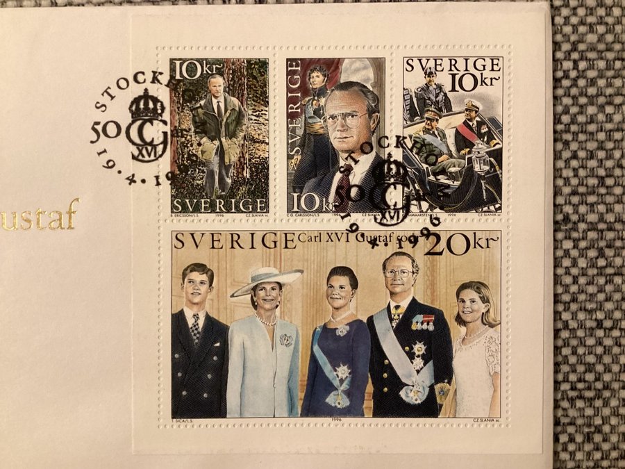FDC • CARL XVI GUSTAF 50 ÅR • 10 Kronor 1992 • .. | Köp på Tradera ...