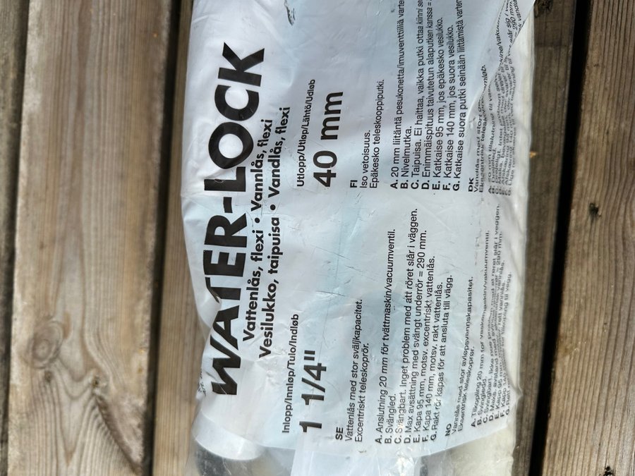 Water-Lock Vattenlås 1 1/4" 40mm KIT | Köp på Tradera (697951462)