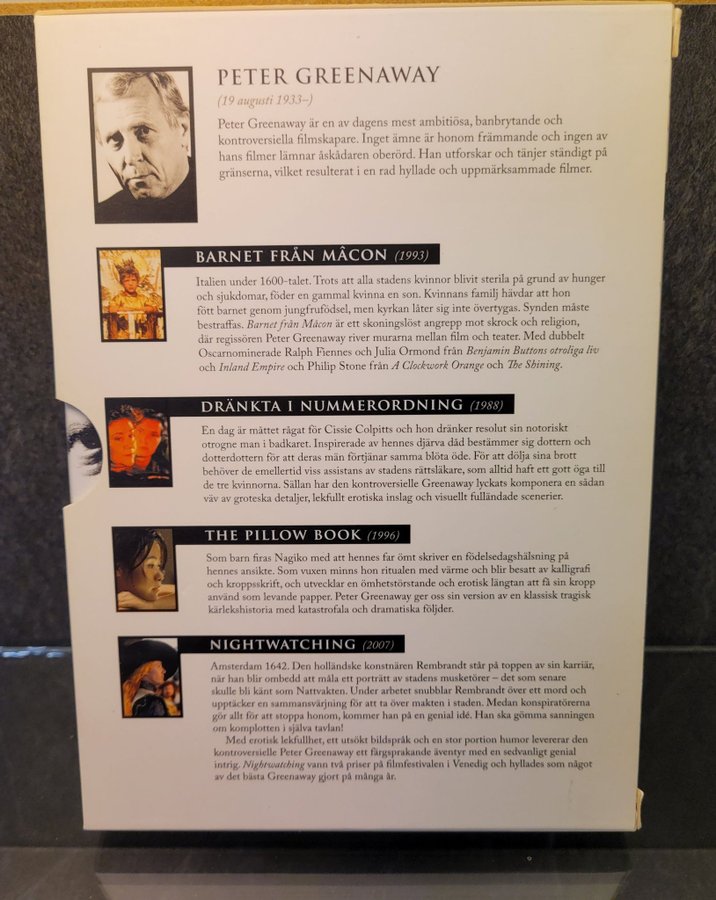 Peter Greenaway DVD collection | Köp på Tradera (711559282)