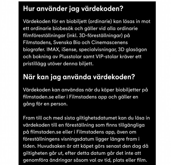 2 st biobiljetter Filmstaden 2025-03-25 SNABB L.. | Köp på Tradera ...