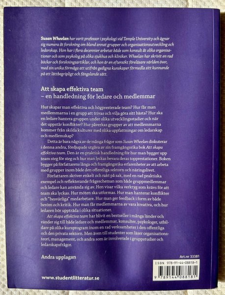 Att skapa effektiva team - Susan A. Wheelan | Köp på Tradera (693971713)