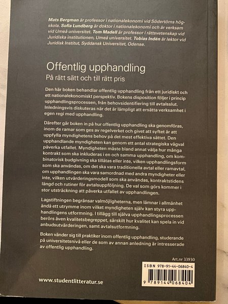 Offentlig upphandling - Mats Bergman, Tobias In.. | Köp på Tradera ...