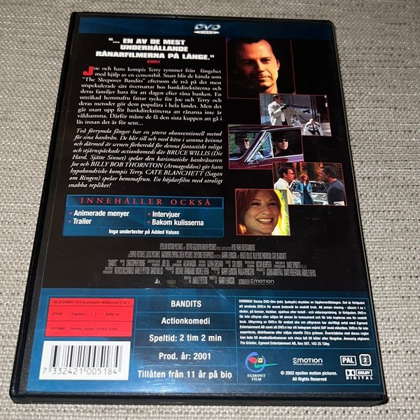 Bandits DVD med Bruce Willis, Billy Bob Thornto.. | Köp på Tradera ...