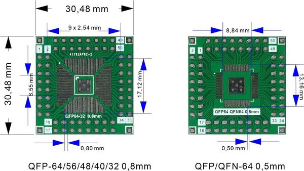 3st QFN 64 QFP 64 - 32 breakout PCB adapterkort.. | Köp på Tradera ...