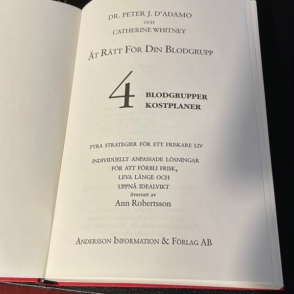 Ät Rätt För Din Blodgrupp av Dr. Peter J. D'Ada.. | Köp på Tradera (711496877)