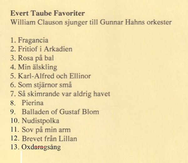 Evert Taube Favoriter - William Clauson sjunger.. | Köp på Tradera ...
